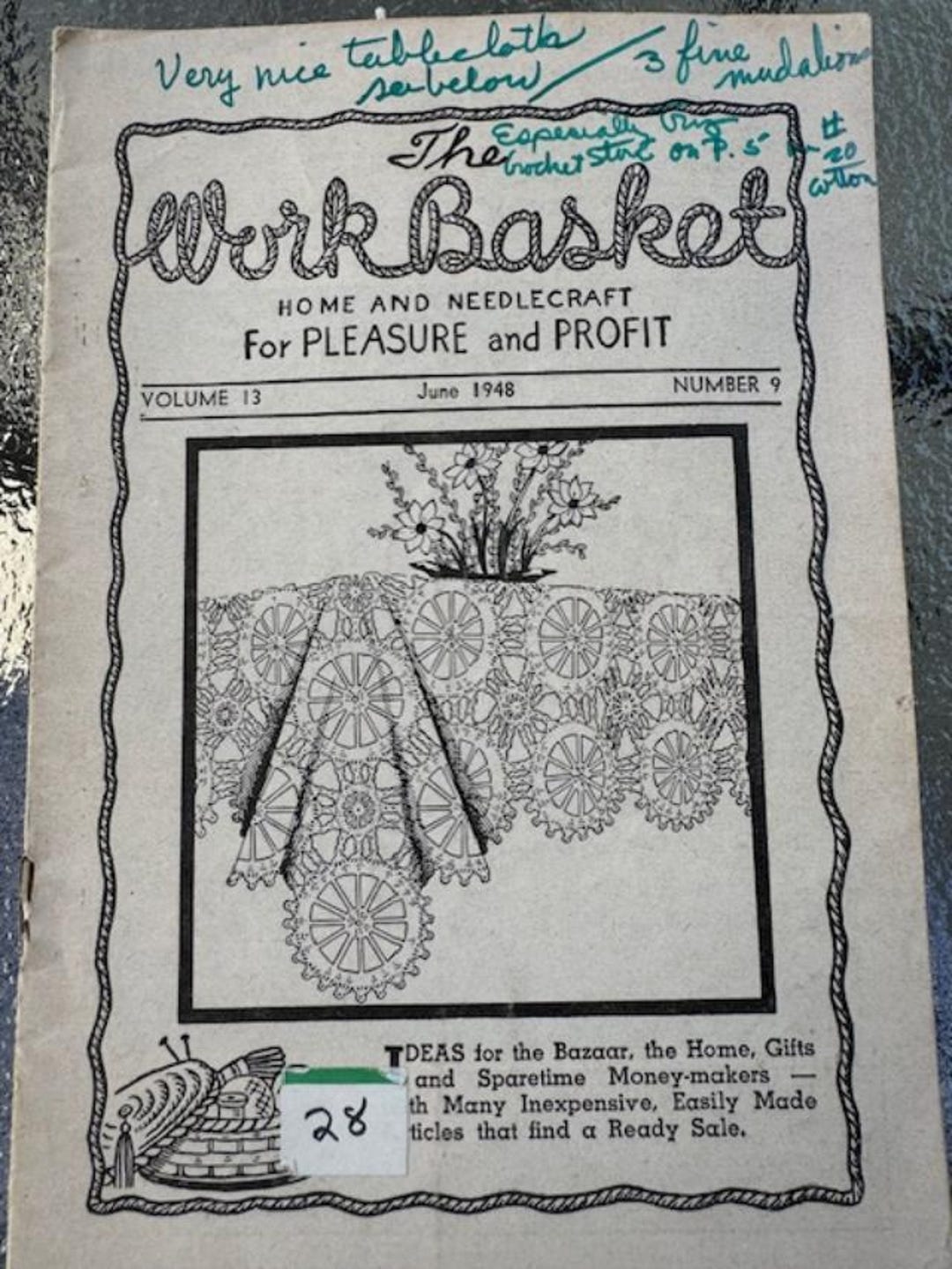 Vintage 1948 Workbasket Craft Pattern Magazine Knitting Crochet ...