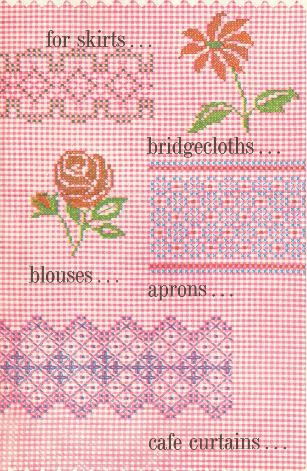 Cross-stitch on Gingham Charts Poinsettia Flower 5 Designs Instant ...