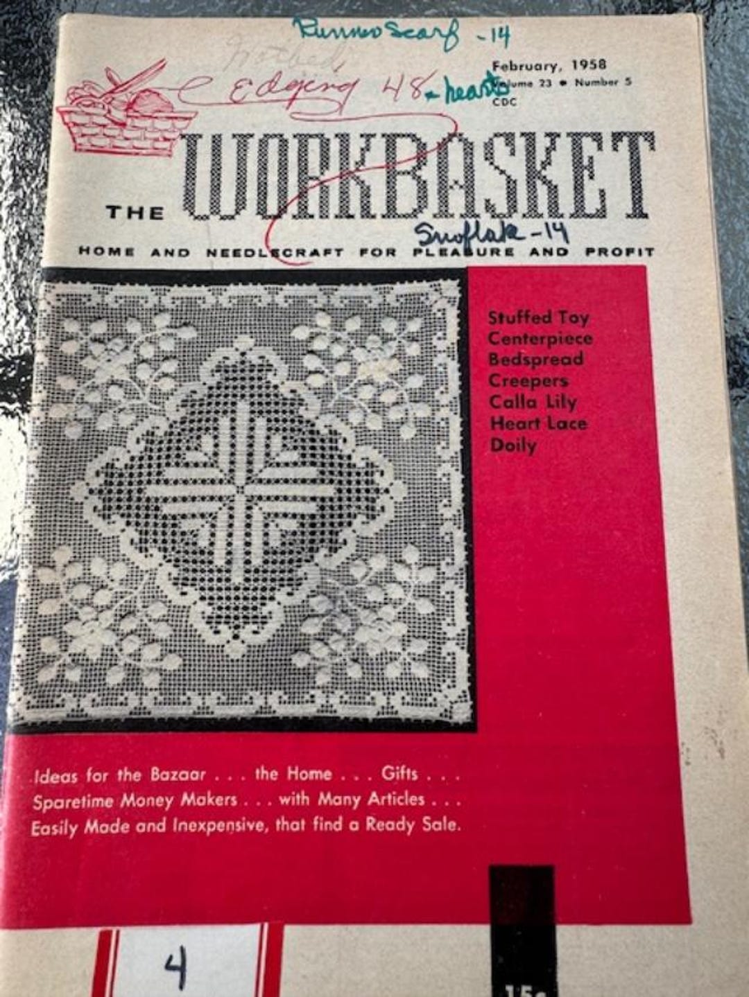 Vintage 1958 Workbasket Craft Pattern Magazine Knitting Crochet ...