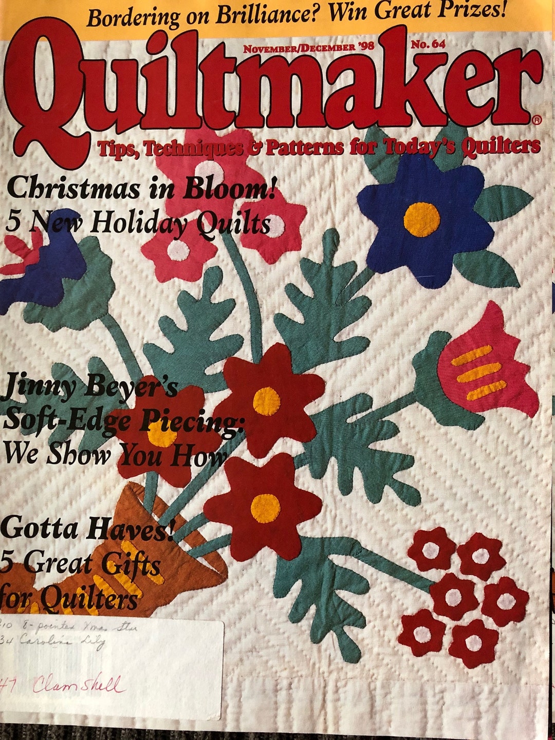 Vintage Quiltmaker Pattern Magazine November/december 1998 With 5 ...