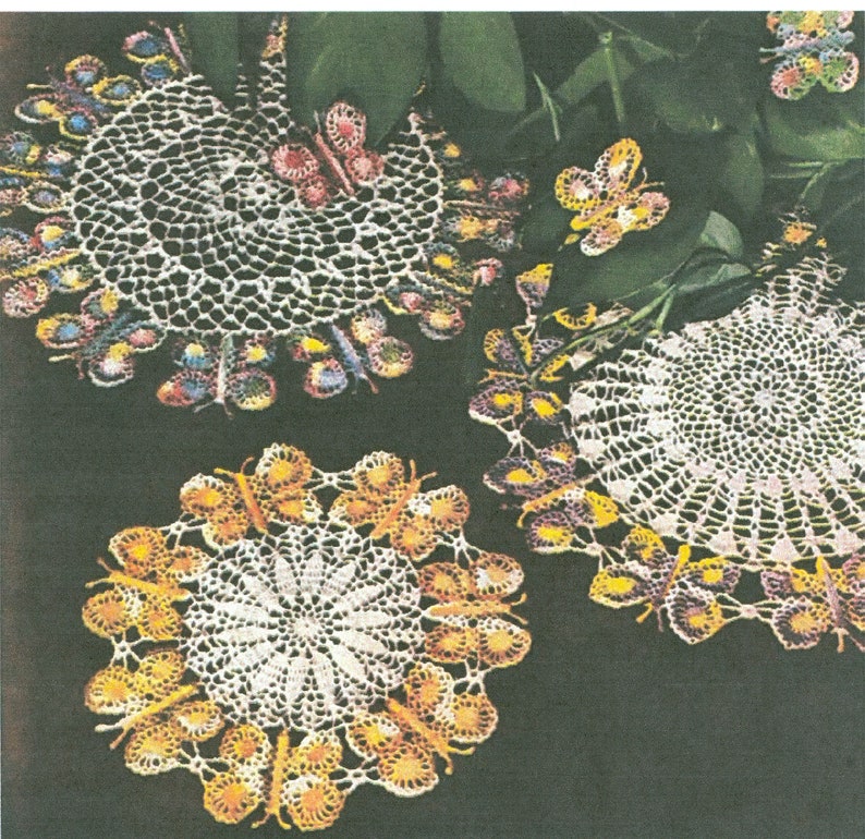 Butterfly Doilie Doily Crochet Pattern 4 Size 3 Style PDF Instant ...