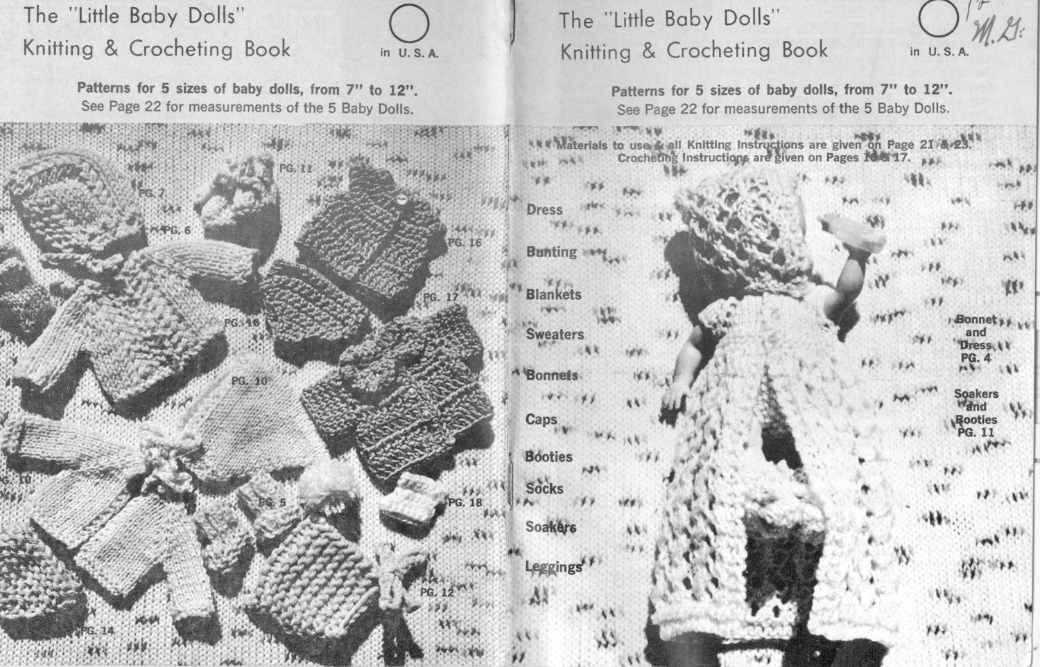 Baby Dolls Knitting & Crochet Pattern Book 5 Sizes 7 to 12 Dolls Dress ...