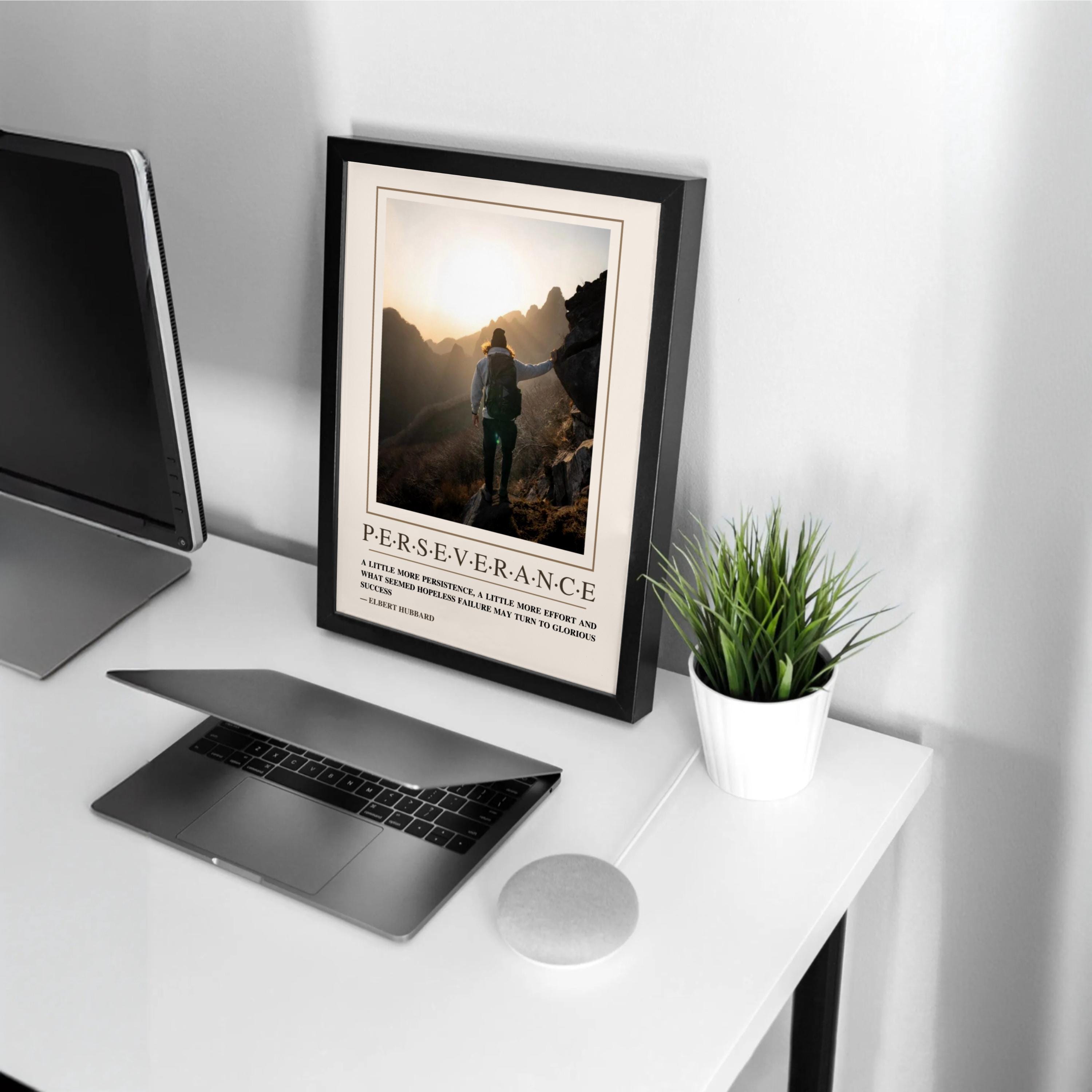 Perseverance Motivational Wall Art - Elbert Hubbard Quote Framed Poster ...