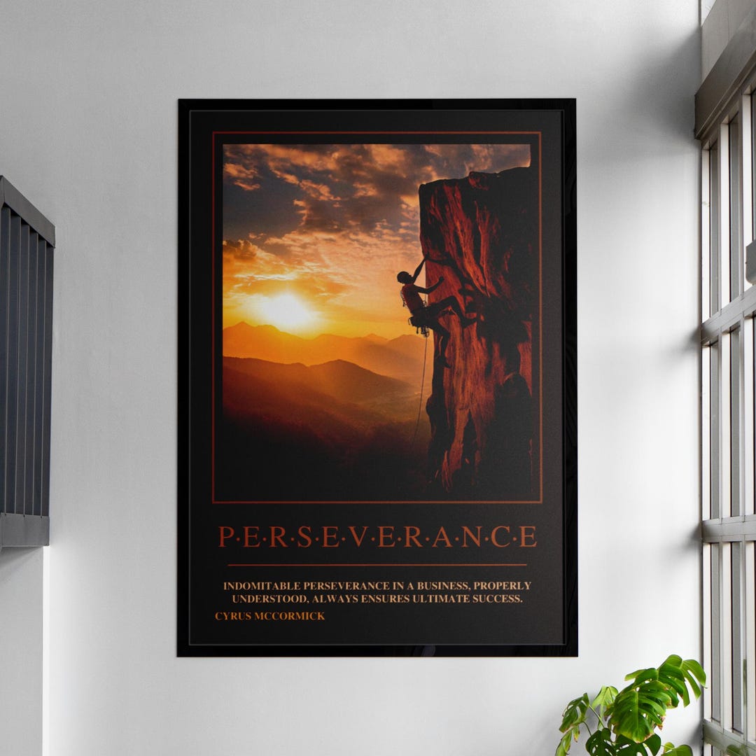 Framed Perseverance Poster – Motivational Wall Art for Office, Gym, or ...