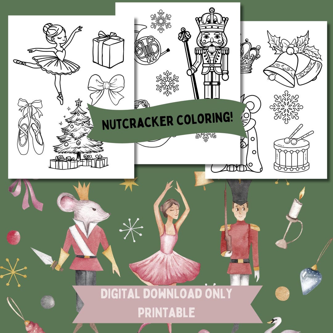 Nutcracker Coloring Pages, Digital Download, Printable Christmas ...