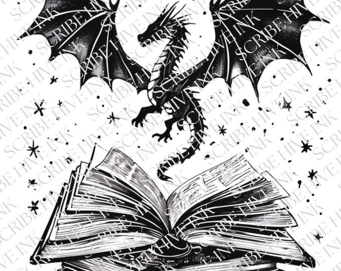 Book Dragon SVG PNG JPEG - Etsy