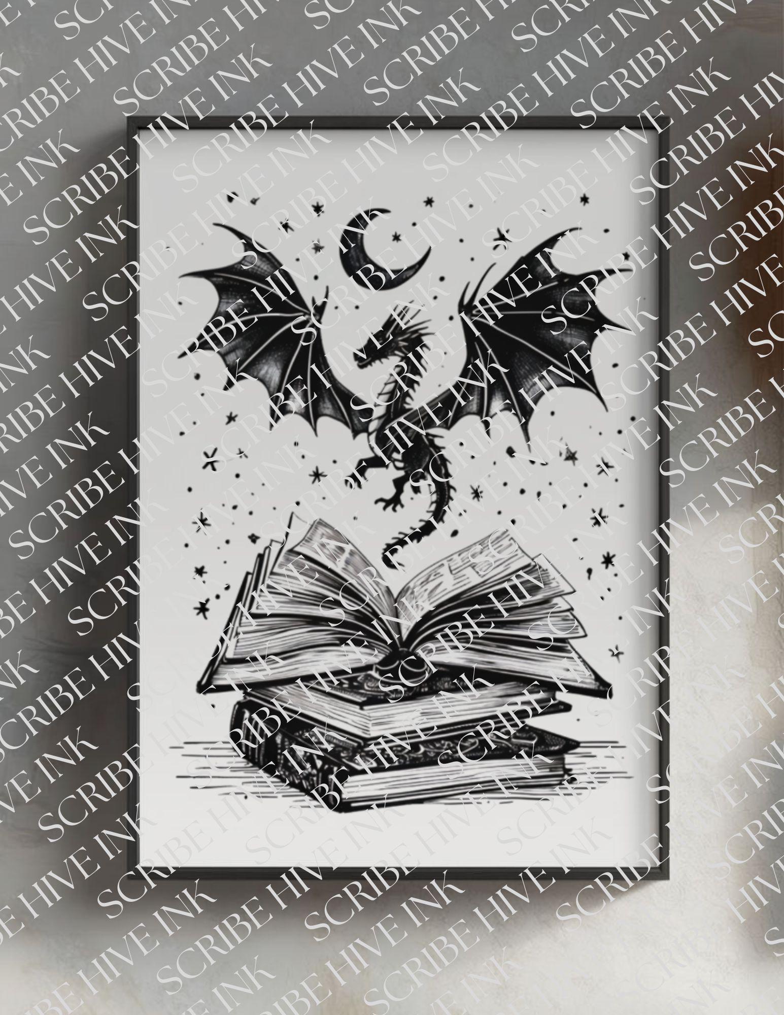 Book Dragon SVG PNG JPEG - Etsy