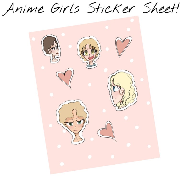 Anime Girls Sticker Sheet. Digital Download. - Etsy