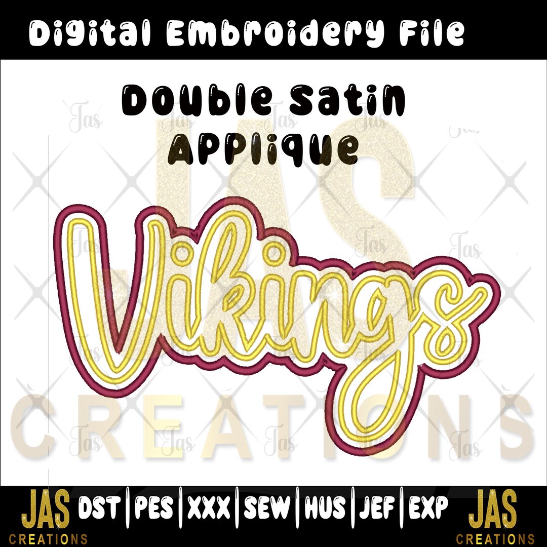 Vikings Applique Embroidery Design: Double Satin Stitch (digital ...
