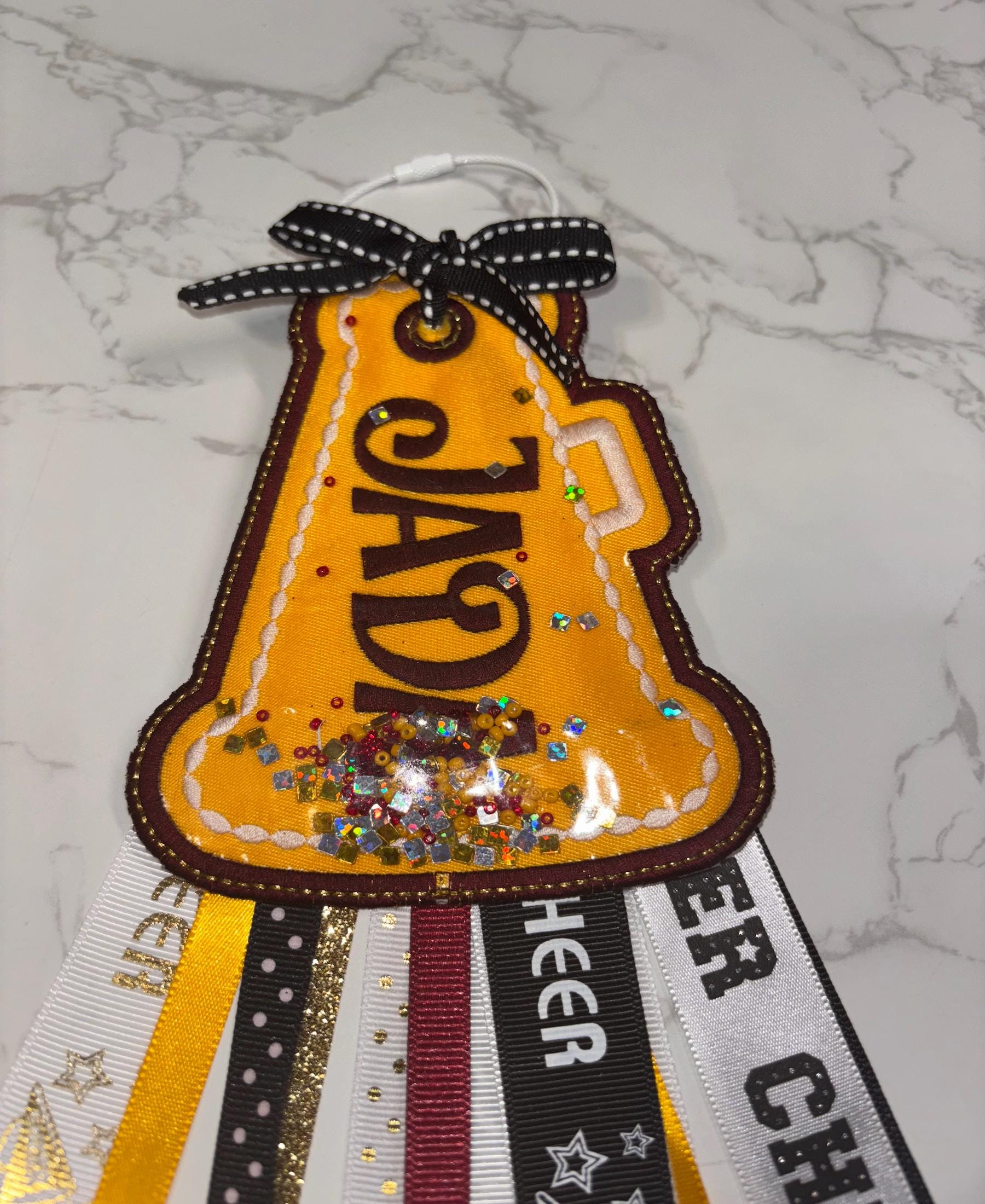 Megaphone Bag Tag Embroidery Design: Cheerleading Applique (digital ...