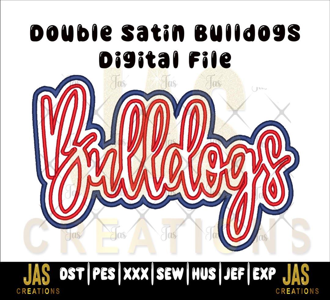 Bulldogs Applique Embroidery Design, Double Satin Stitch (digital ...