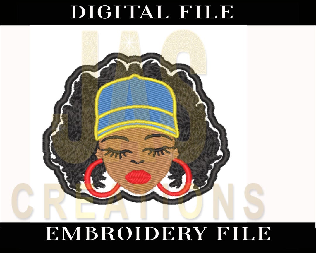 Black Girl With Hat Embroidery Design, Black Girl Patch, Patch for ...