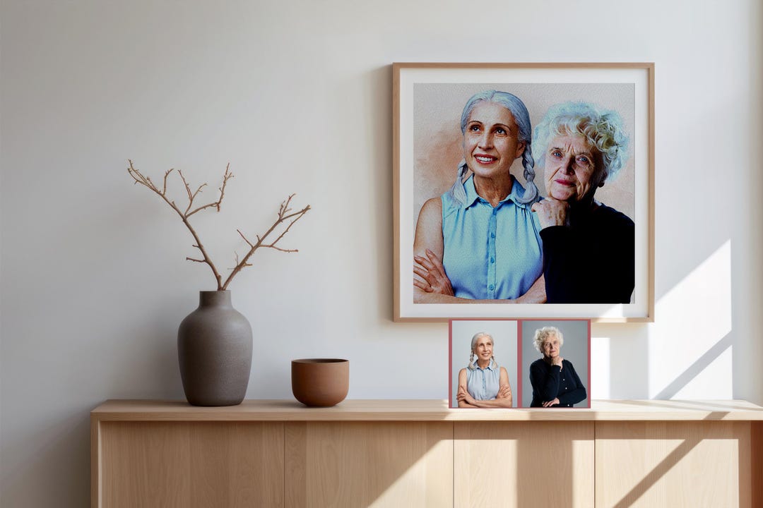 Watercolor Portrait for Mom and Dad Merge Combine Photos Personalized ...