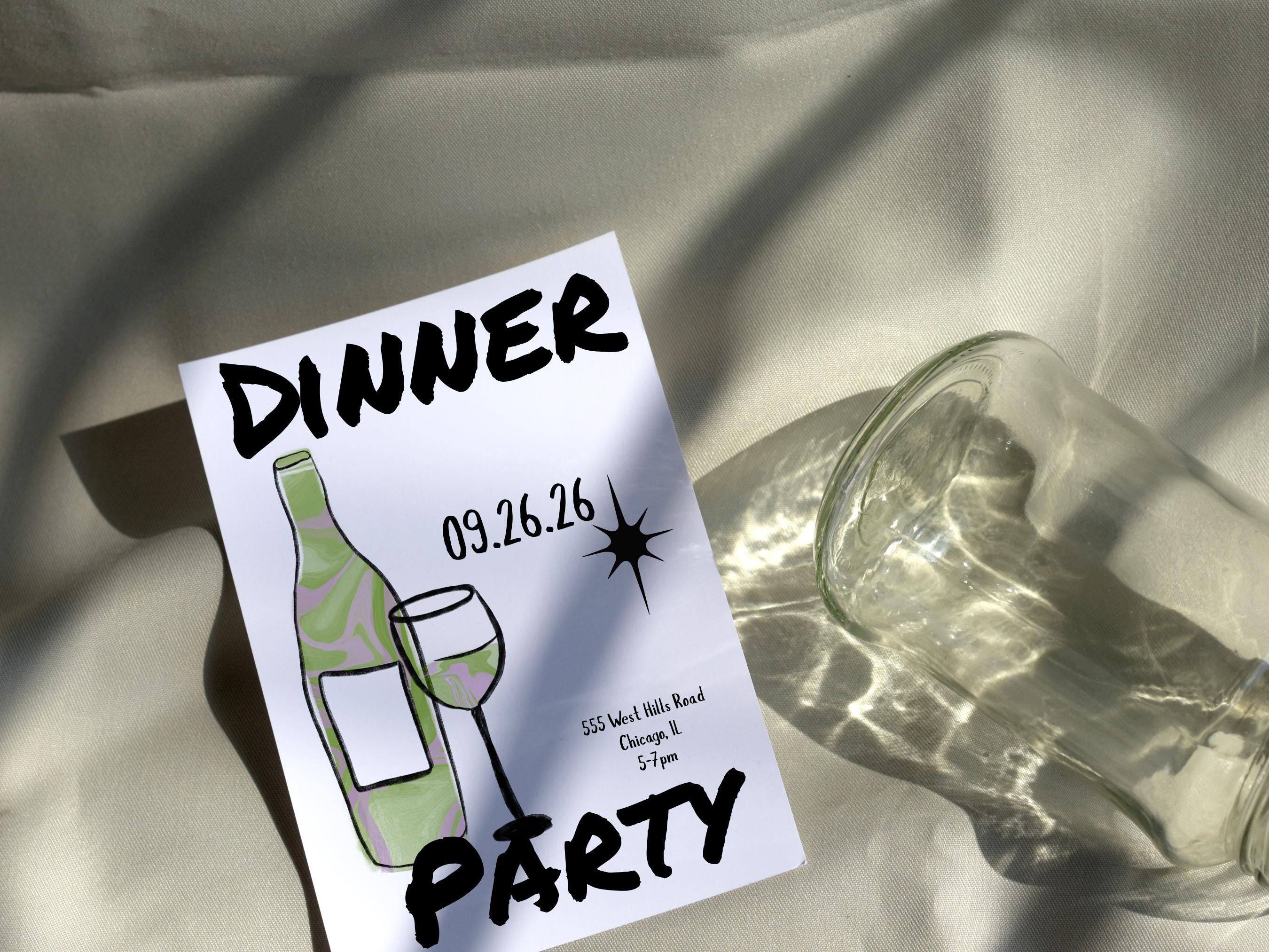 Hand Drawn Dinner Party Invitation Template: Artsy Design (digital ...