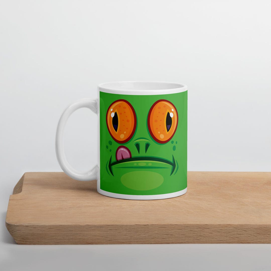 FUNNY FROG FACE With Tongue Sticking Out and Huge Orange Eyes White ...