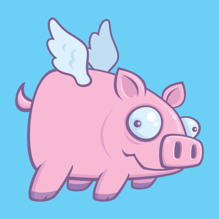 Flying Pig Clipart: Wacky Cartoon Piggy Vector (digital Download) - Etsy