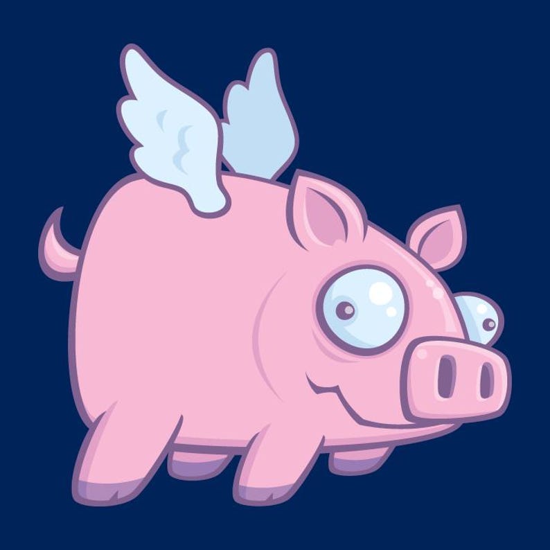 Flying Pig Clipart: Wacky Cartoon Piggy Vector (digital Download) - Etsy