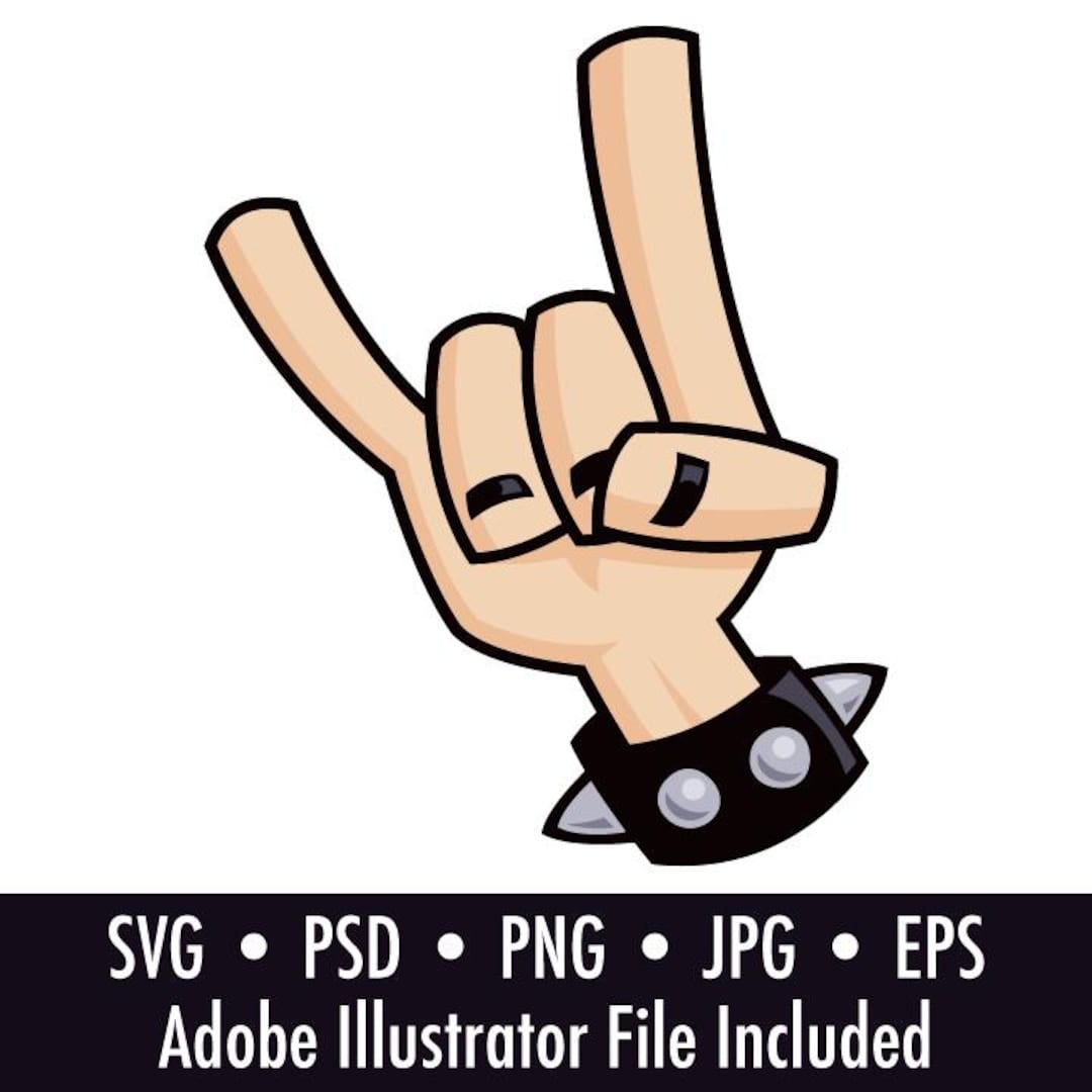 Heavy Metal Devil Horns Hand Sign Clipart - Digital Download Files ...