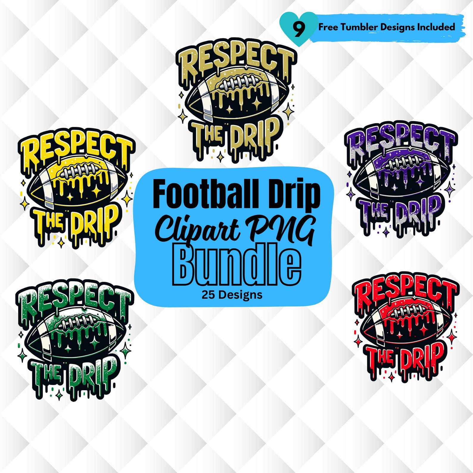 Football Drip PNG Bundle: Respect the Drip Sublimation Designs (digital ...