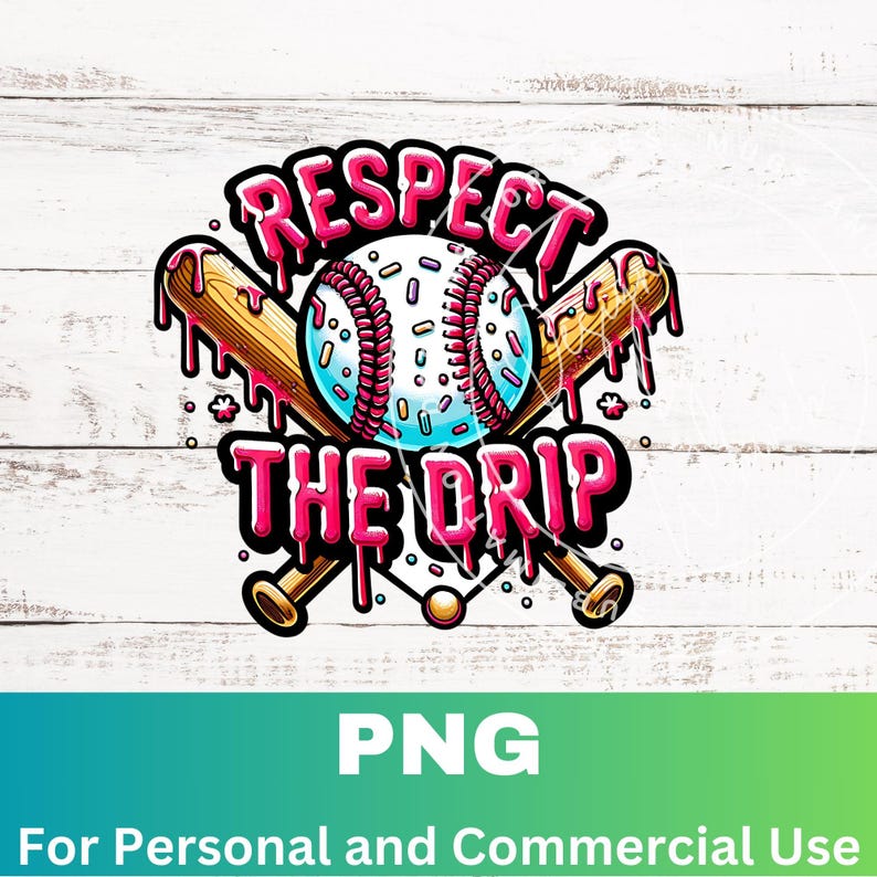 Baseball Ice Cream Drip Pink Sublimation PNG Design, Baseball Mom ...