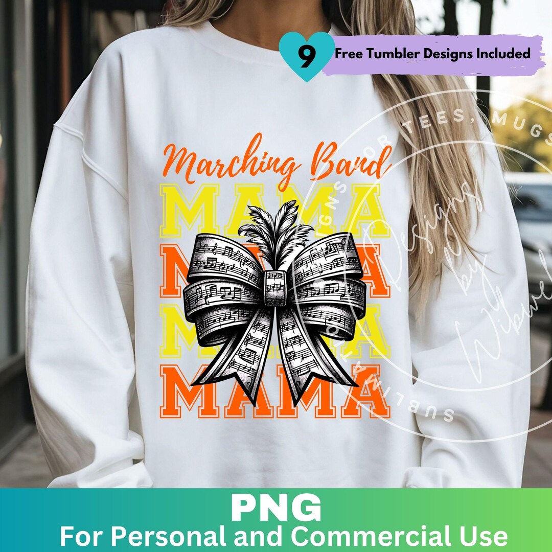 Marching Band Mama Coquette Orange and Yellow Png, Band Mom Sublimation Design Clipart, Band Mom ...