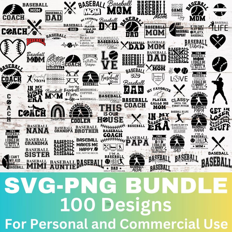 100 Baseball Svg Bundle: Baseball Png Bundle Clipart Shirt Graphic Cut ...