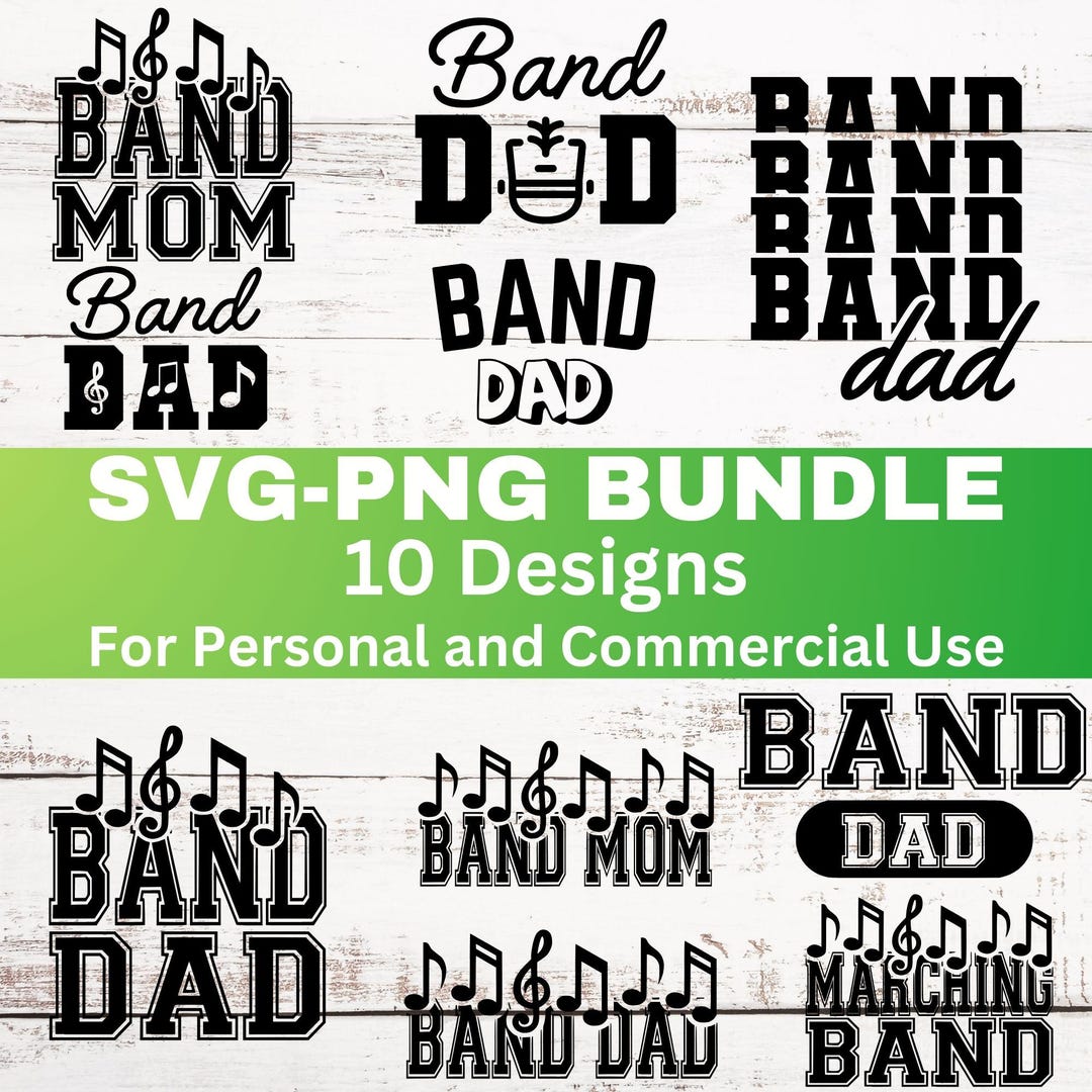 Band Dad Svg Bundle: Marching Band Dad Png Bundle Clipart Shirt Graphic ...