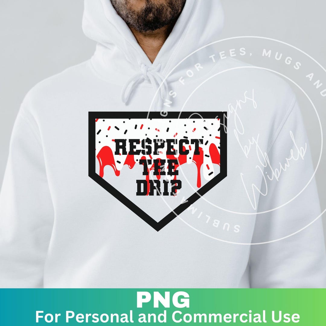Baseball Red Respect the Drip Ice Cream Sublimation PNG Design ...