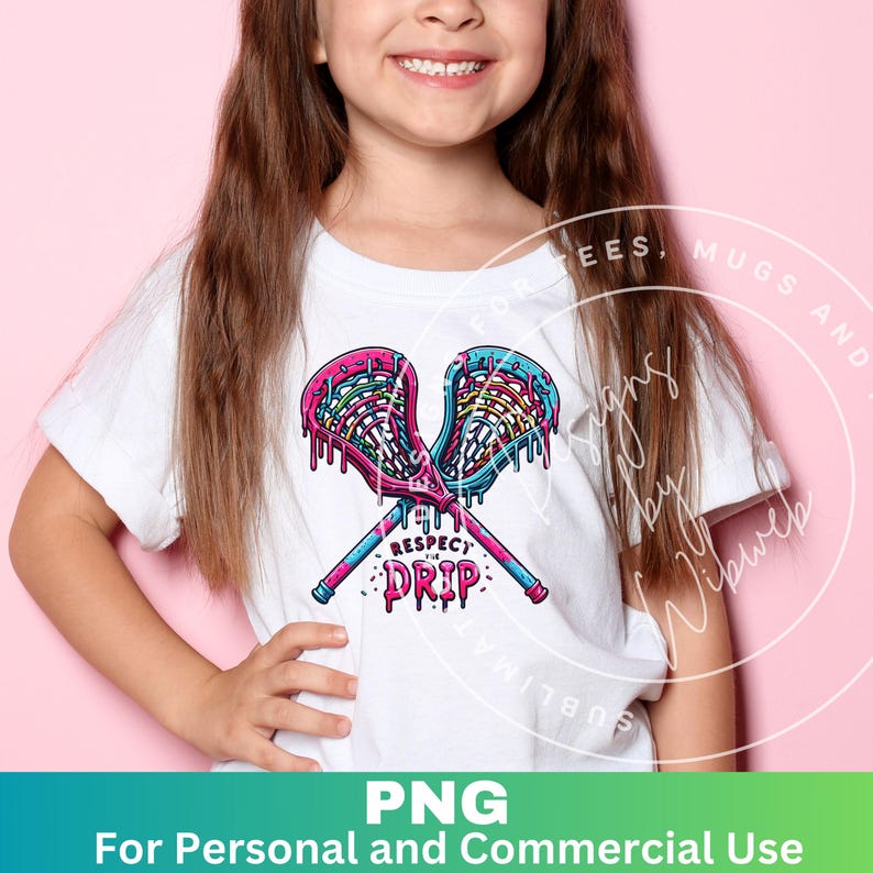 Lacrosse Ice Cream Drip Pink Sublimation PNG Design, Lacrosse Mom ...