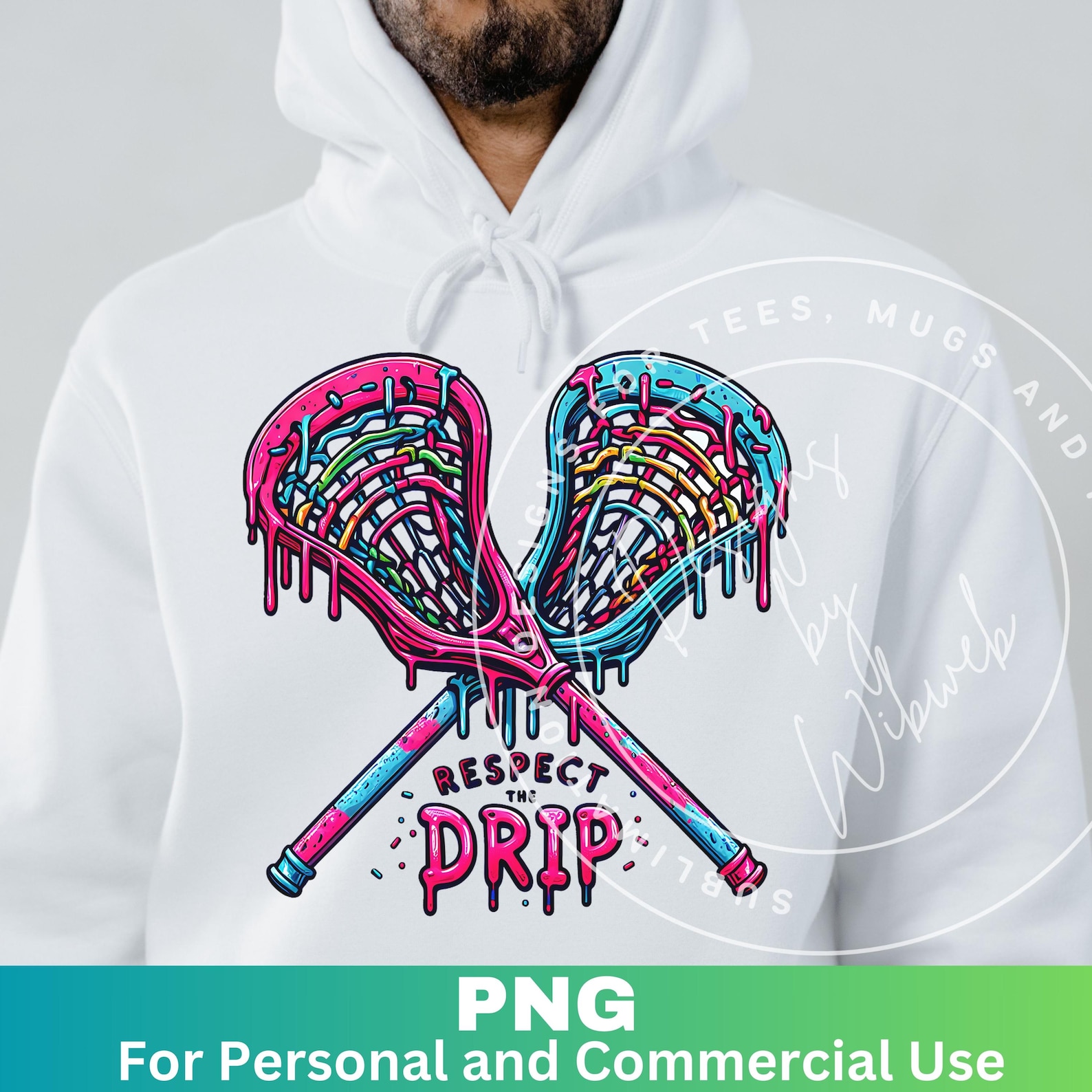 Lacrosse Ice Cream Drip Pink Sublimation PNG Design, Lacrosse Mom ...