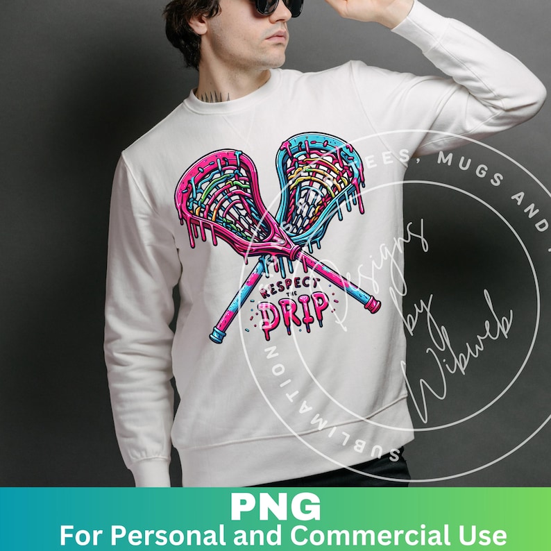 Lacrosse Ice Cream Drip Pink Sublimation PNG Design, Lacrosse Mom ...