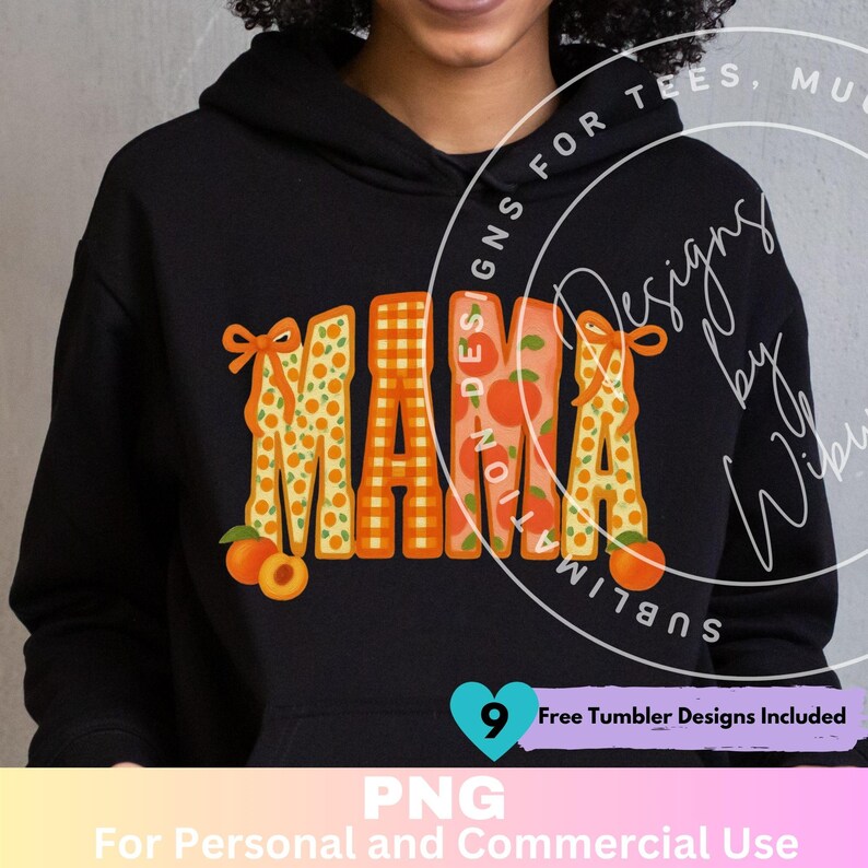 Painted Peach Mama PNG: Summer Peach Mom Shirt Design Sublimation ...