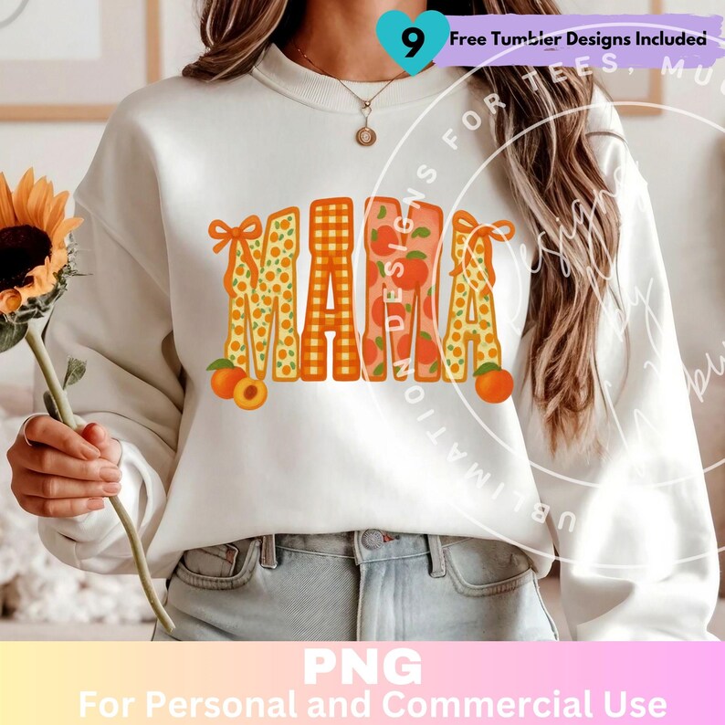 Painted Peach Mama PNG: Summer Peach Mom Shirt Design Sublimation ...
