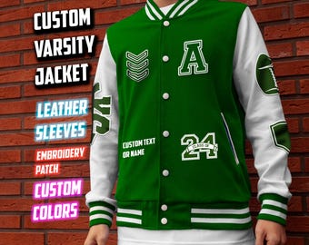 Custom Varsity Jacket for High School, Custom Embroidery Patch ...