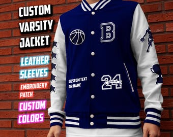 Custom Varsity Jacket for High School, Custom Embroidery Patch ...