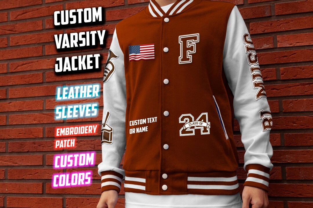 Custom Varsity Jacket for High School, Custom Embroidery Patch ...