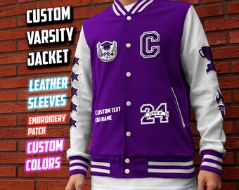 Custom Varsity Jacket for High School, Custom Embroidery Patch ...