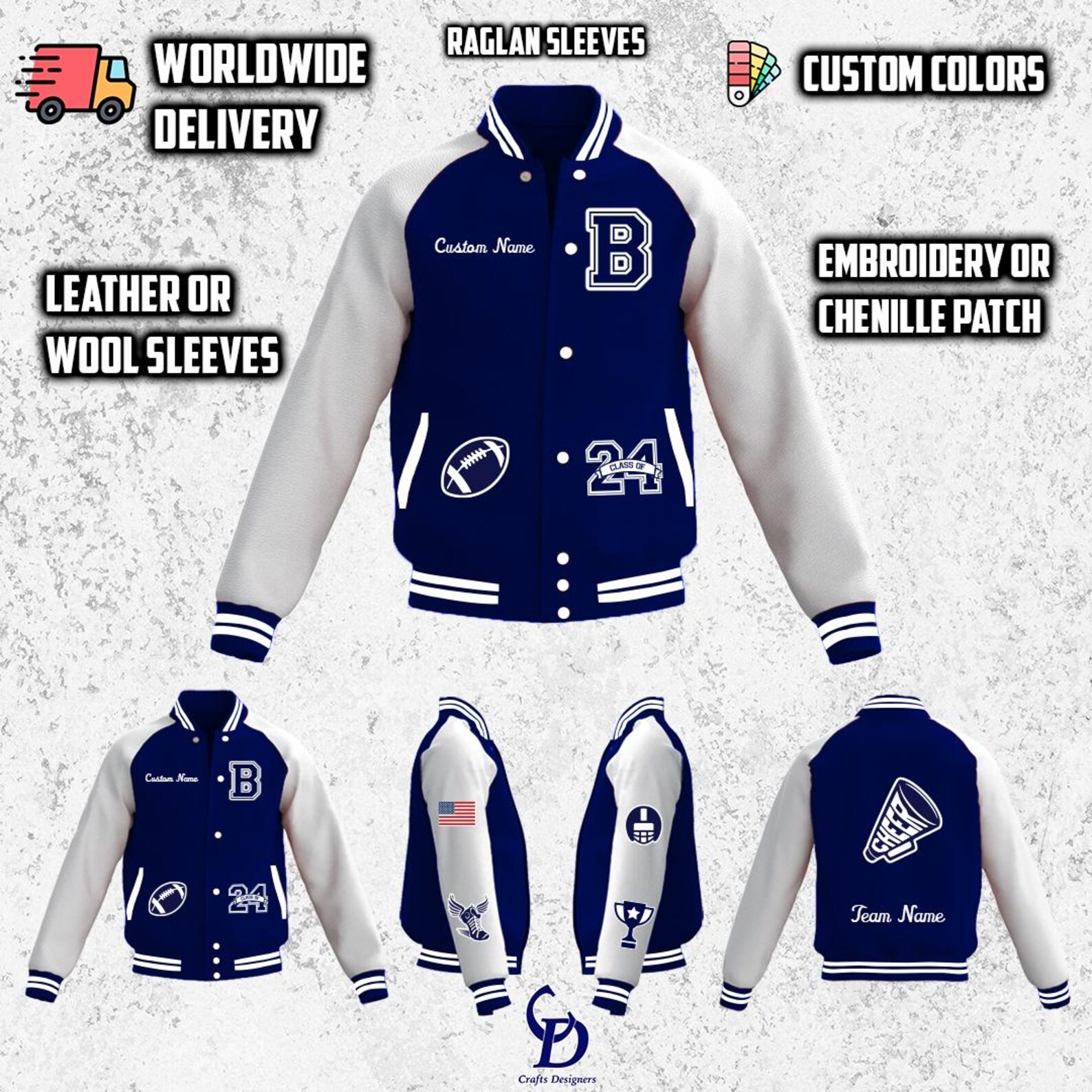 Lettermen Varsity Jacket With Custom Embroidery Patches, Chenille ...