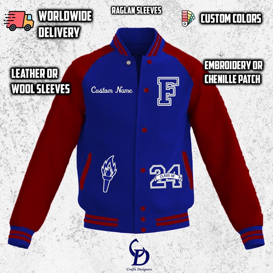 Custom Lettermen Varsity Jacket With Embroidery or Chenille Patches for ...