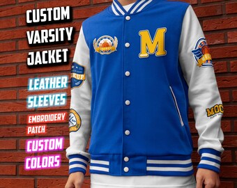 Custom Varsity Jacket for High School, Custom Embroidery Patch ...