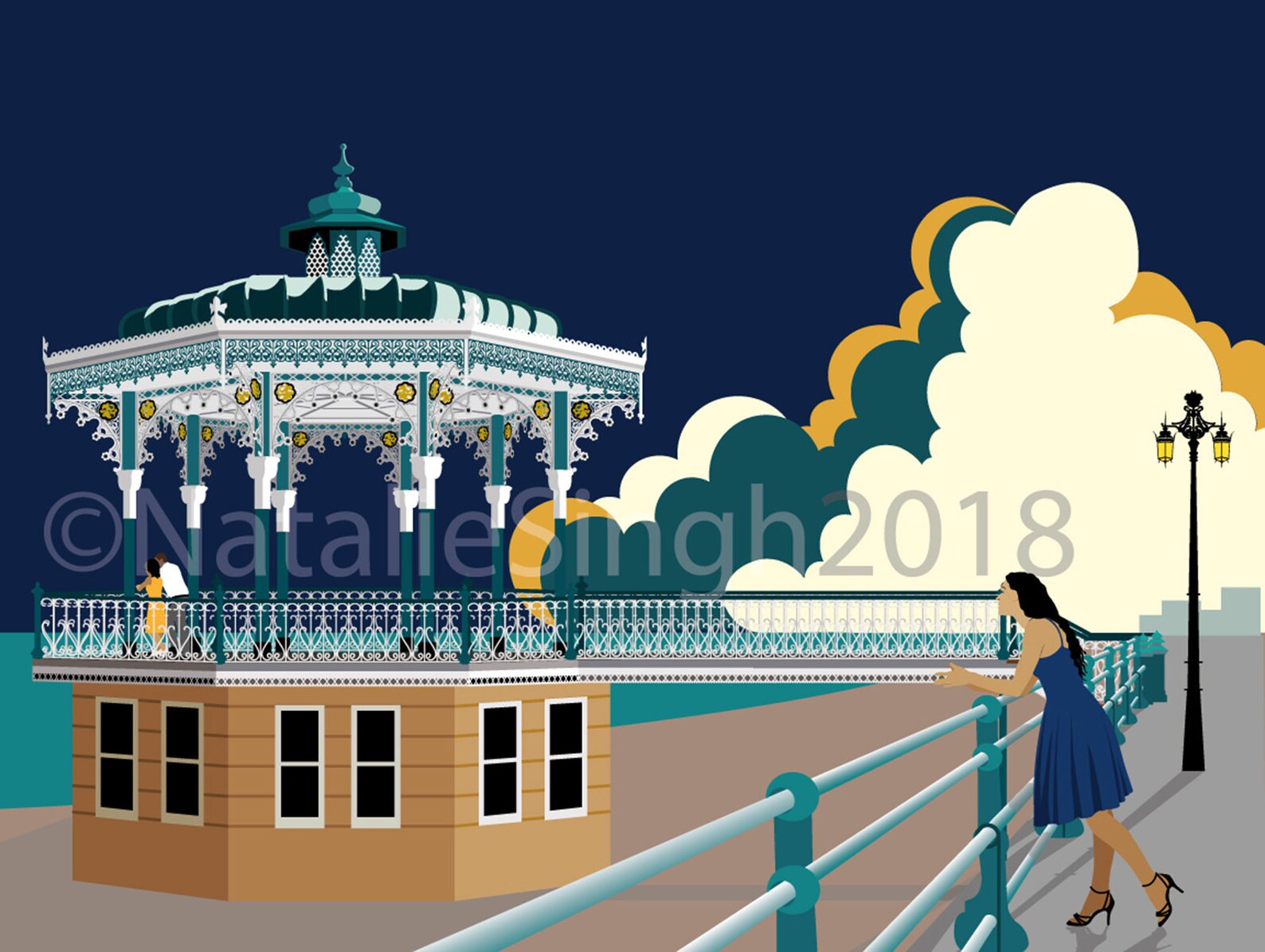 Brighton Bandstand Modern Retro Art Print - Etsy