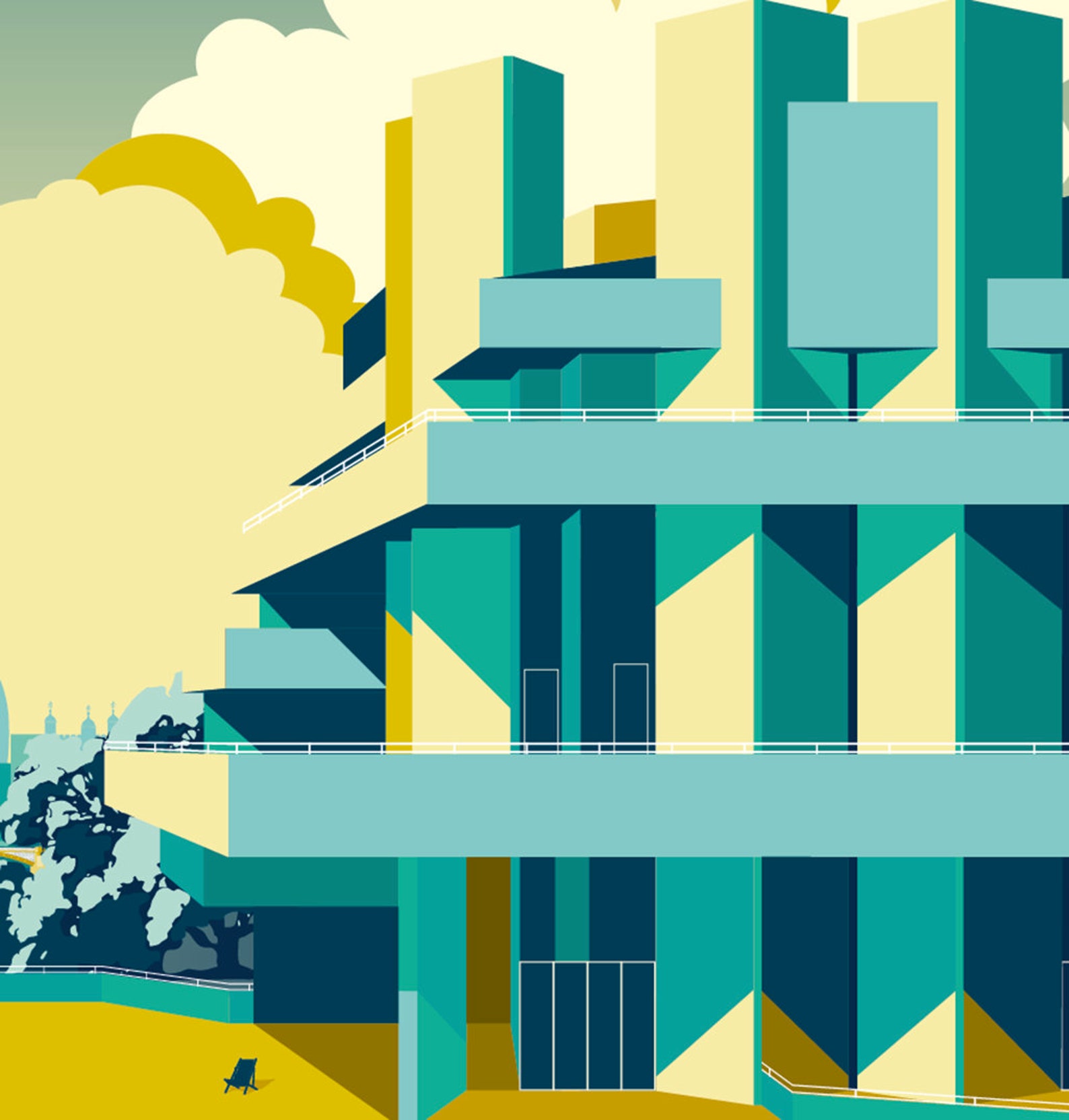 Waterloo Sunset Art Print With the National Theatre - Etsy