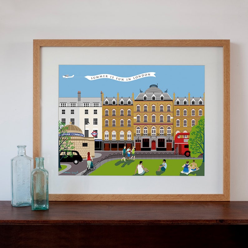 Clapham Common Vintage Style Modern Retro Art Print Featuring Alexandra ...
