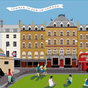 Clapham Common Vintage Style Modern Retro Art Print Featuring Alexandra ...