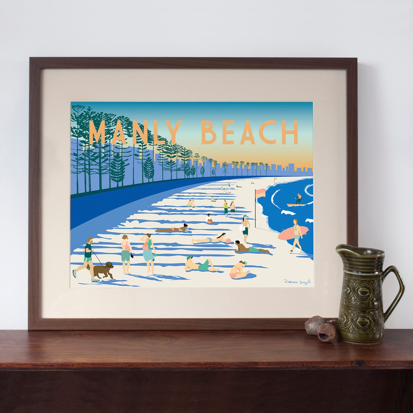 Manly Beach, Sydney - Retro Travel Poster Style Print - Etsy