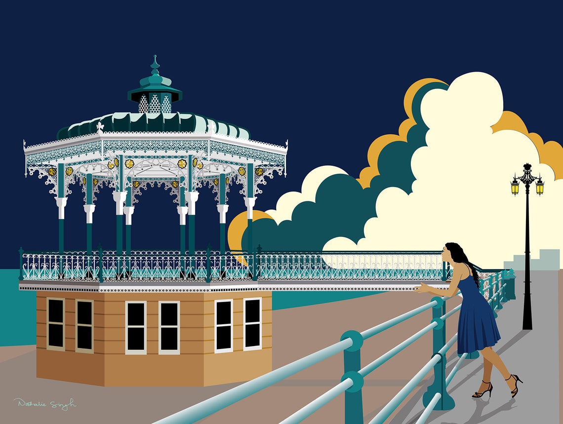 Brighton Bandstand Modern Retro Art Print - Etsy