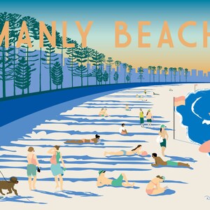 Manly Beach, Sydney - Retro Travel Poster Style Print - Etsy