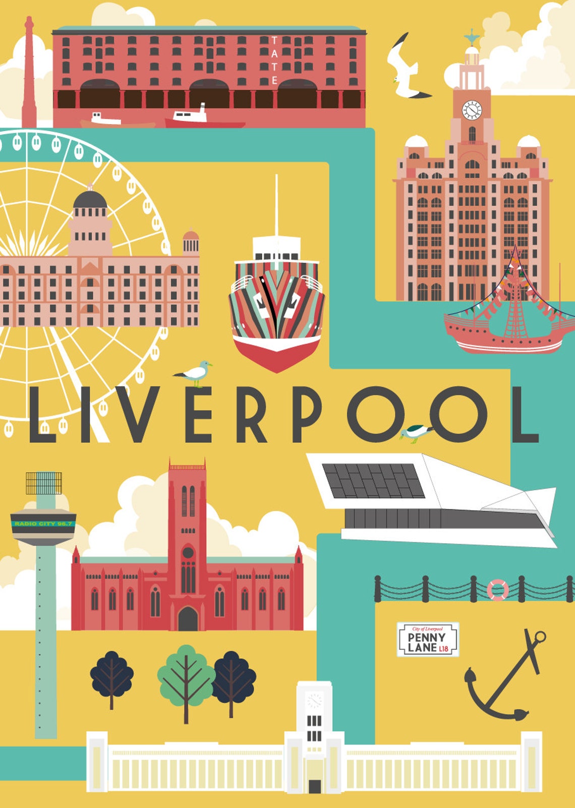 Liverpool City Art Print - Etsy