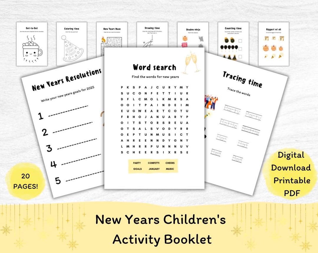 Childrens New Years Printable Activity Booklet - Etsy