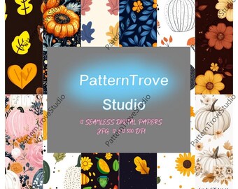Seamless Patterns , Autumn Fall Floral Thanksgiving Theme, Backgrounds ...